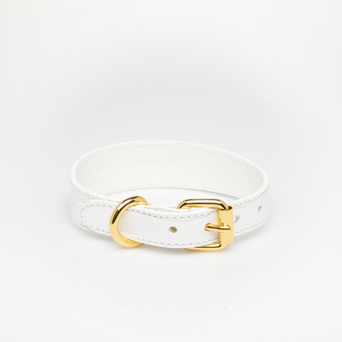 White Croco Dog Collar Thin | Collar of Sweden